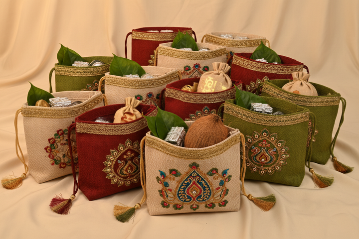 Dual Colour Jute Thamboolam Bag Return Gifts at TheReturnGifts.com: Ca ...